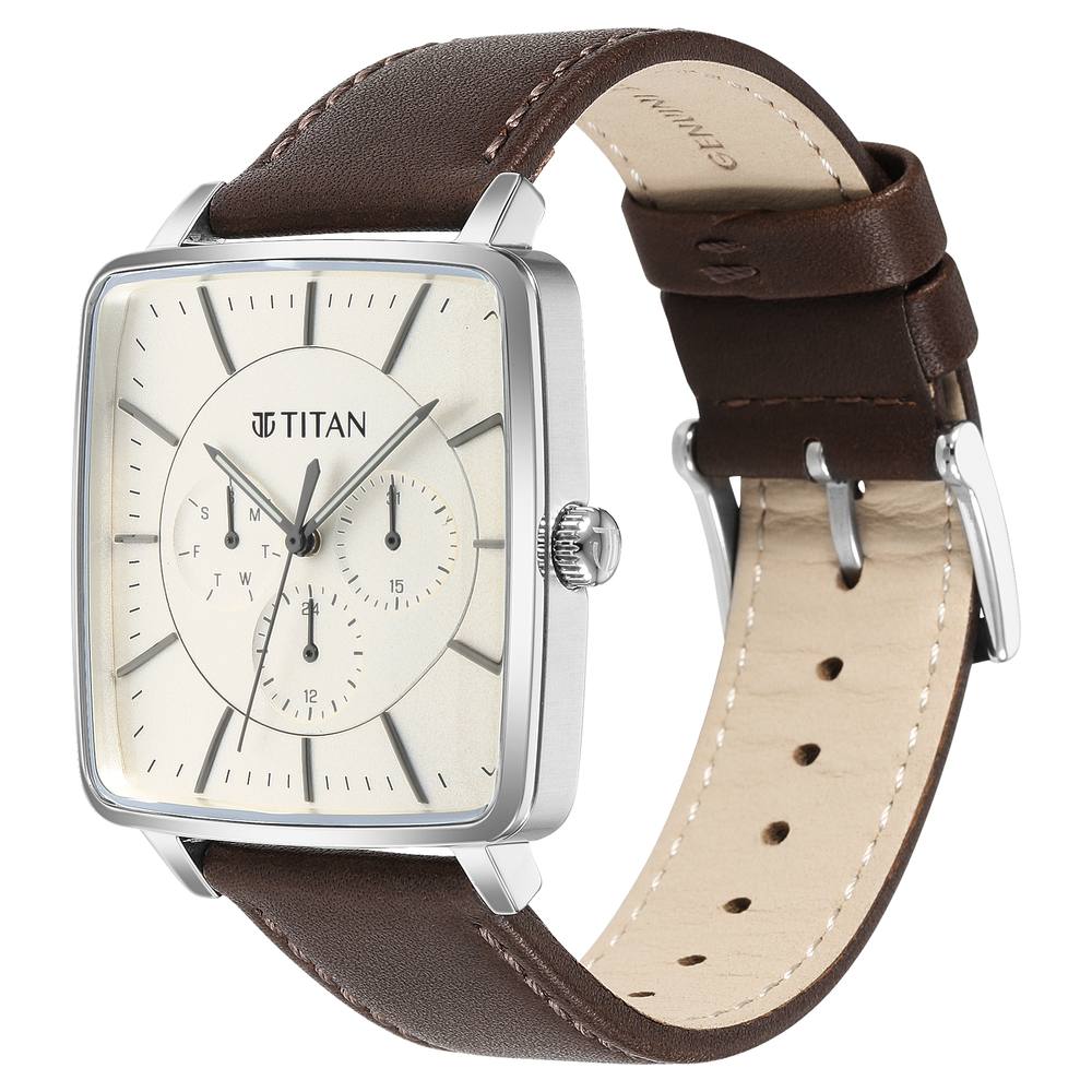 Buy Online Titan Avant Garde Quartz Multifunction Silver Dial Leather ...