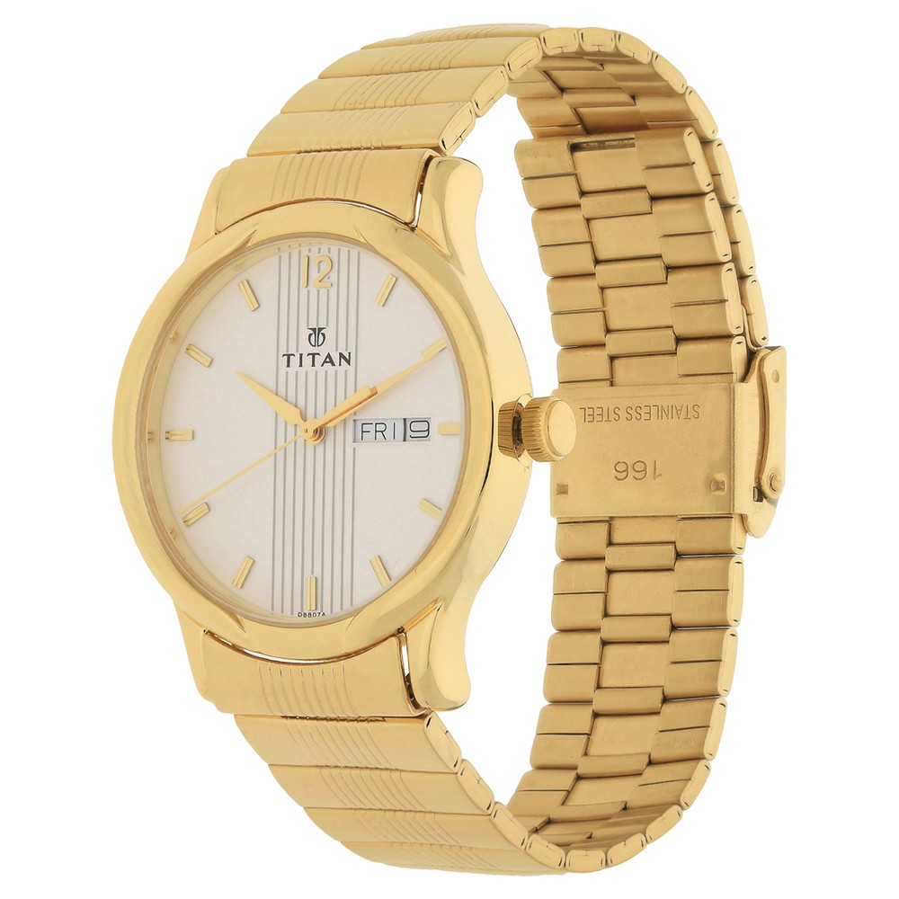Buy Online Titan Silver Dial Analog with Day and Date Stainless Steel ...