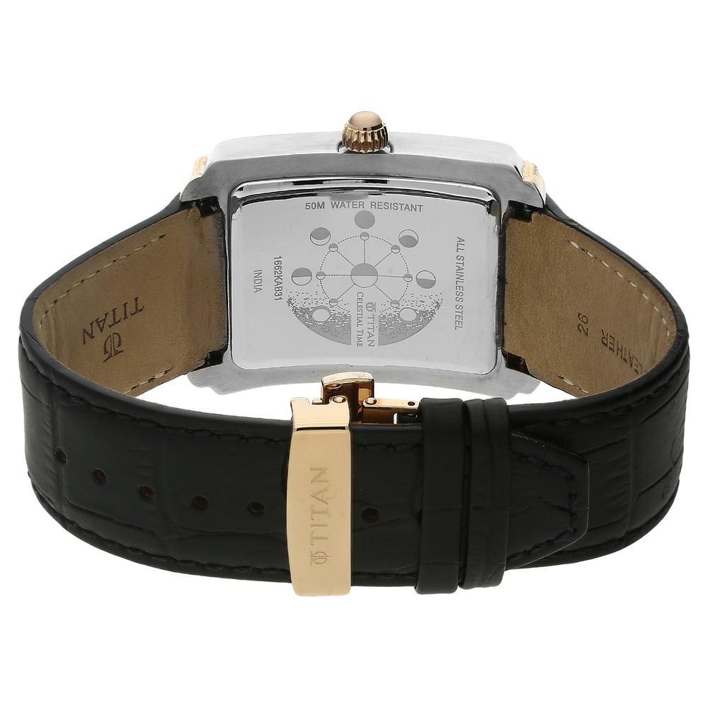 Buy Online Titan Moonphase Black Dial Stainless Steel Strap watch for ...
