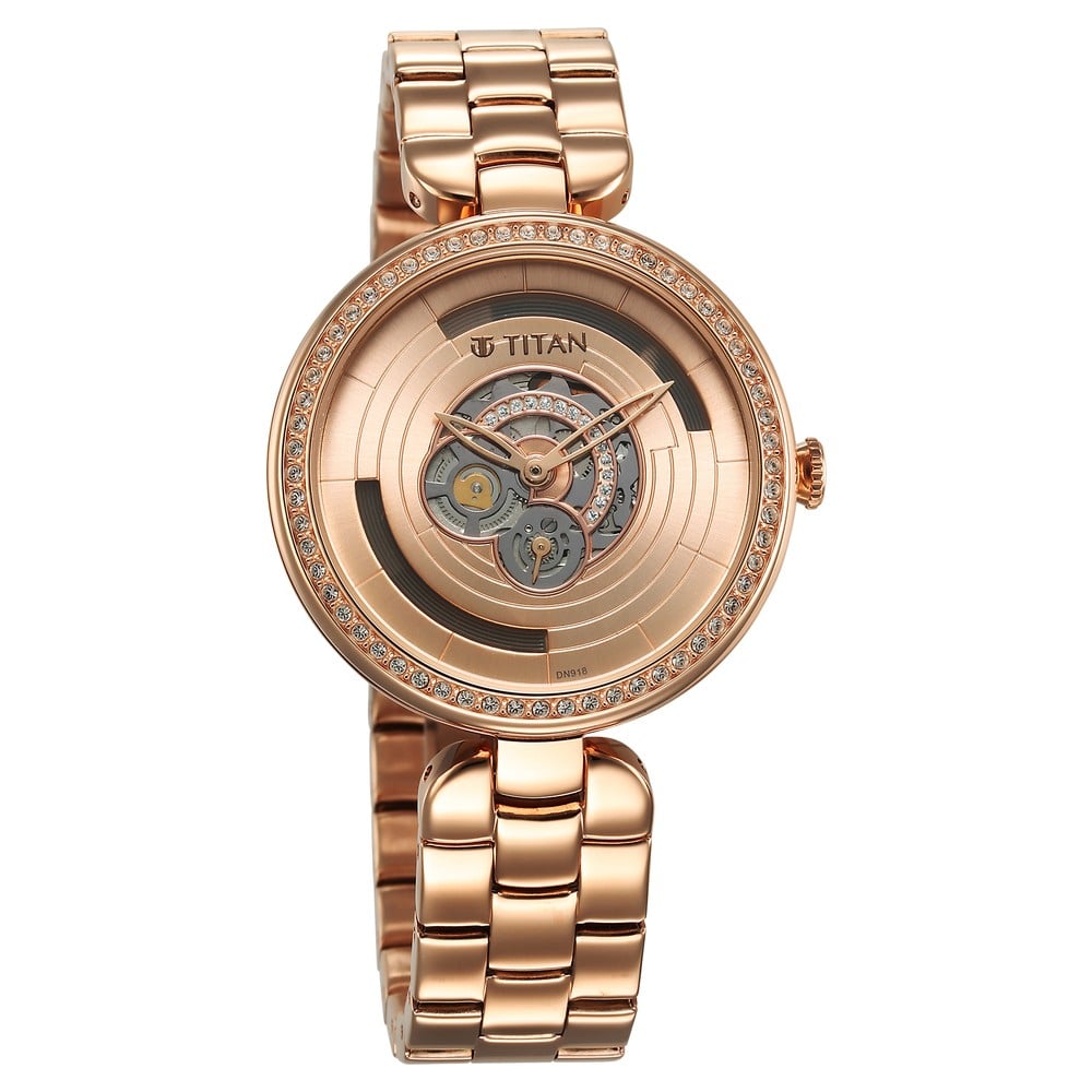 Buy Online Titan Purple Abstract Quartz Analog Rose Gold Stainless ...