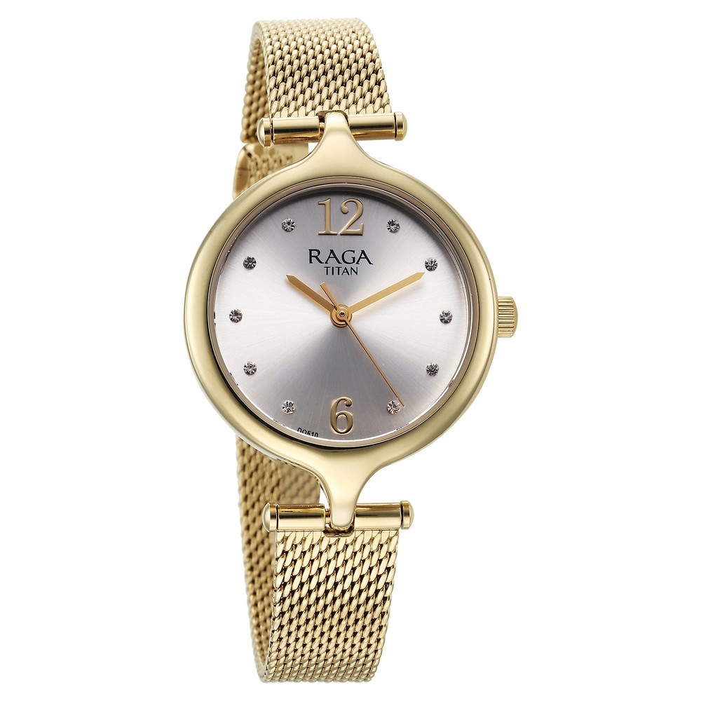 Buy Online Titan Raga Showstopper Quartz Analog Silver Dial Golden ...