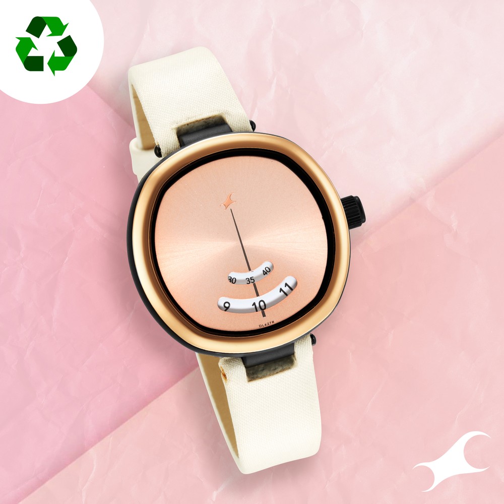 Buy Online Fastrack Revibe Quartz Analog Rose gold Dial Fabric Strap ...