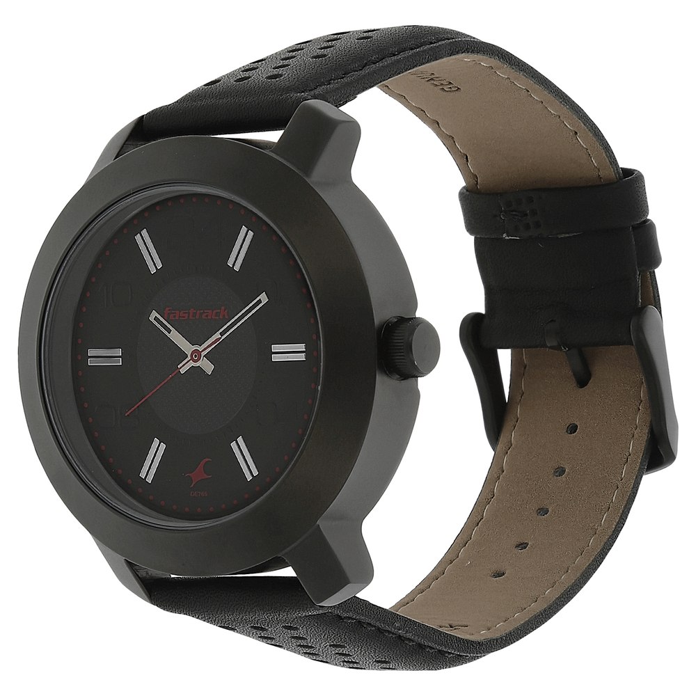 Buy Online Fastrack Quartz Analog Black Dial Leather Strap Watch for ...
