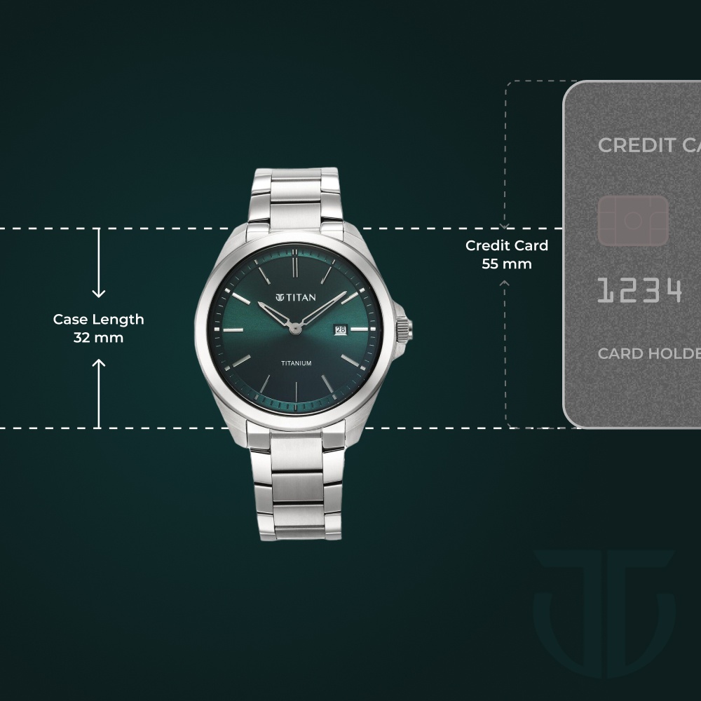 Buy Online Titan Titanium Quartz Analog Green Dial Titanium Strap Watch ...