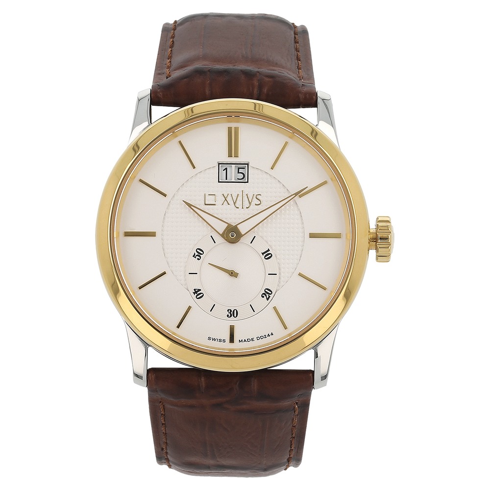 Buy Online Xylys Quartz Analog with Date White Dial Leather Strap Watch ...