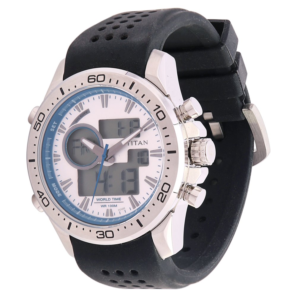 Buy Online Titan Ana Digi Silver Dial Quartz Digital Plastic Strap ...
