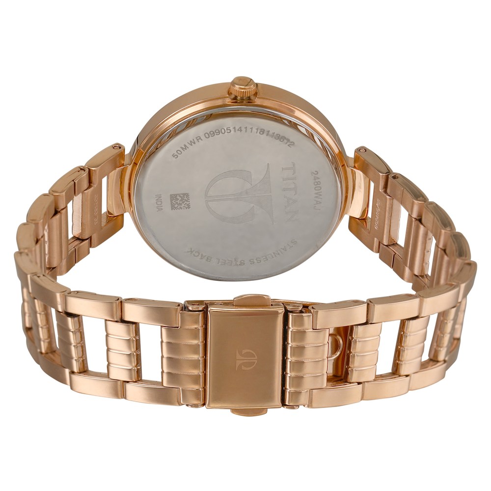 Buy Online Titan Sparkle Pink Dial Analog Stainless Steel Strap watch ...