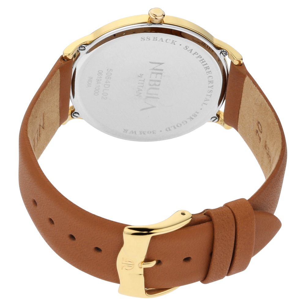 Buy Online Titan Nebula Lustre 18k Gold Analog Leather Strap Watch for ...