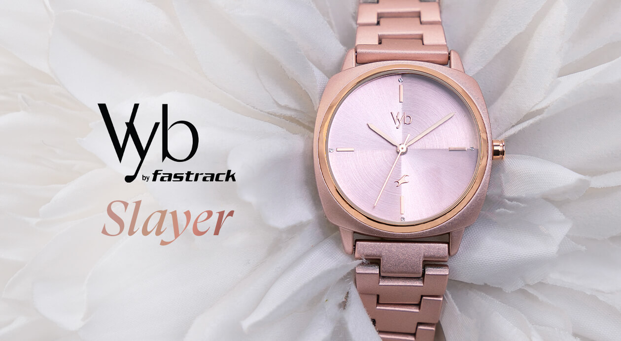 Buy Online Fastrack Vyb Slayer Quartz Analog Green Dial Metal Strap ...