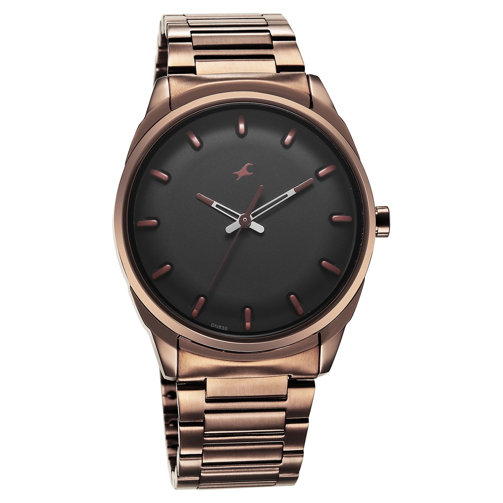 Buy Online Fastrack Quartz Analog Black Dial Brown Stainless Steel ...