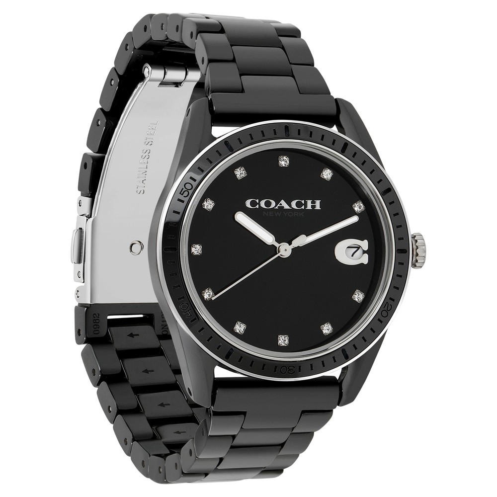 Buy Online Coach Quartz Analog Black Dial Ceramic Strap Watch for Women ...