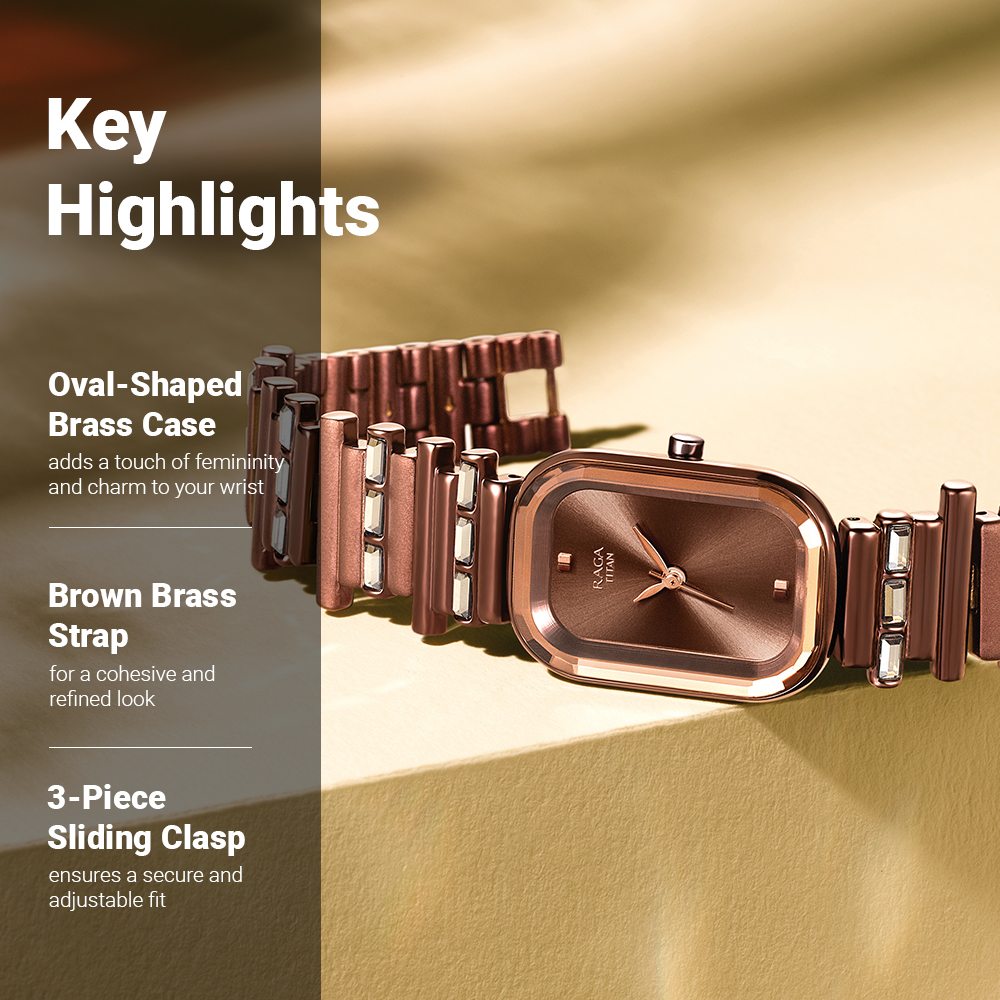 Buy Online Raga Women's Love all: Elegant Oval Brown Dial & Metal Strap ...