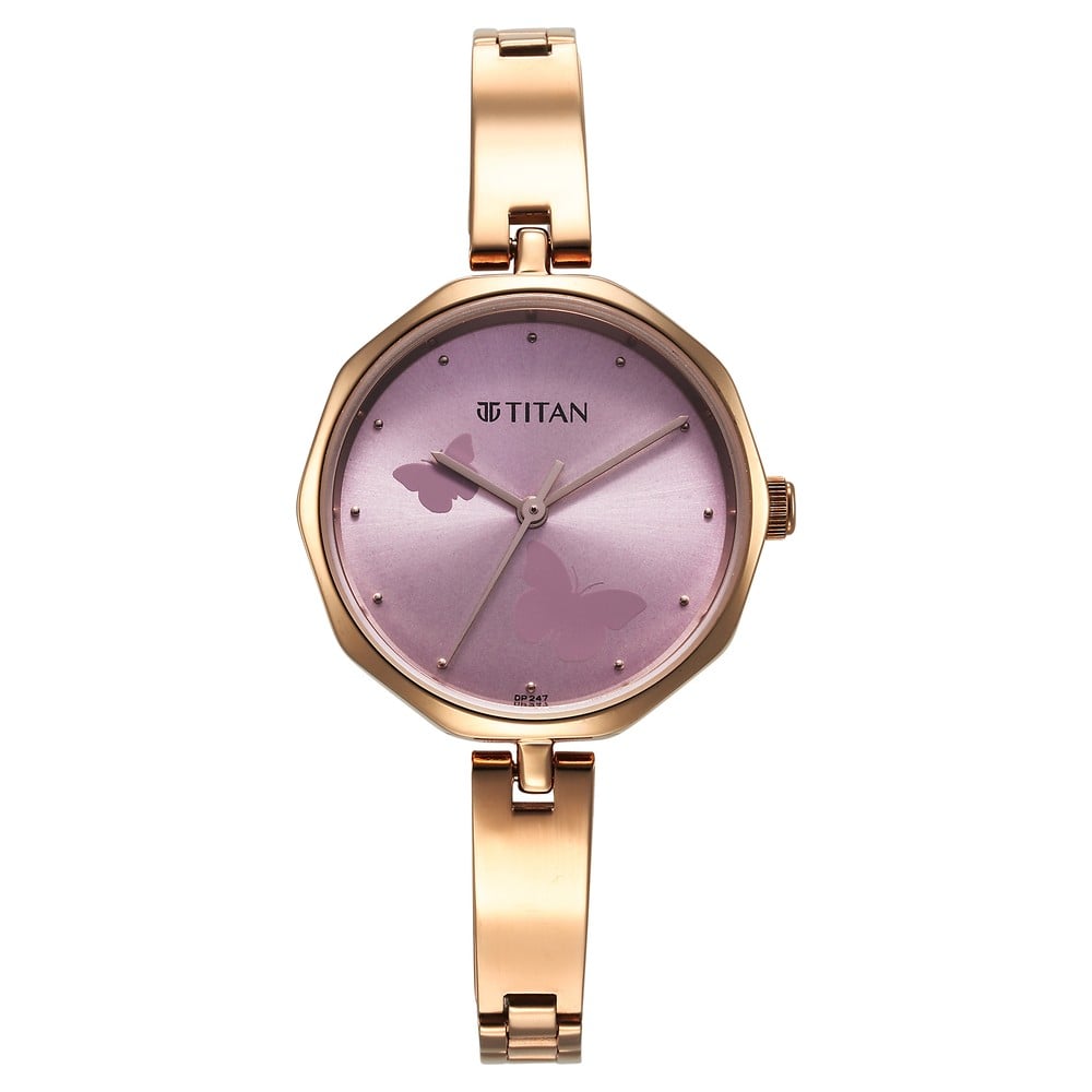 Buy Online Titan Karishma Quartz Analog Pink Dial Stainless Steel Strap ...