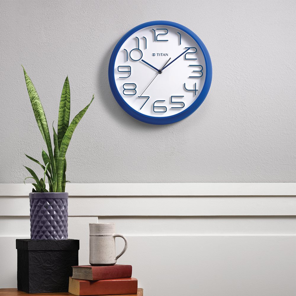 Buy Online Titan Contemporary White Wall Clock with Projected Numerals ...