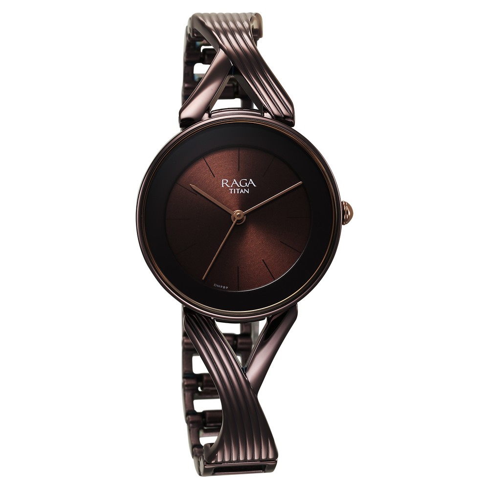 Buy Online Titan Raga Chic Quartz Analog Brown Dial Metal Strap Watch ...