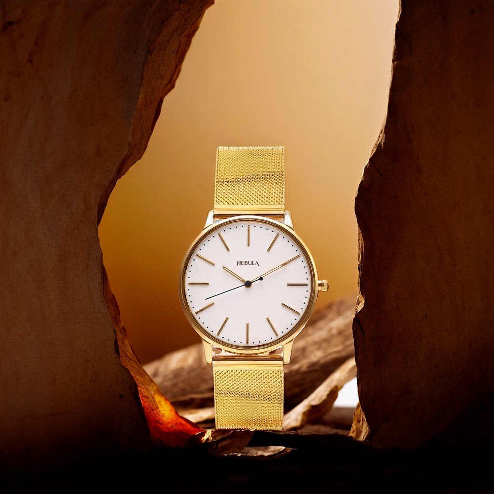 Buy Online Titan Nebula Lustre 18k Gold Analog Milanese Strap Watch for ...