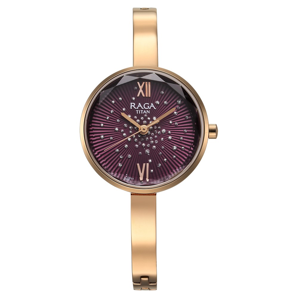 Buy Online Titan Raga Showstopper Quartz Analog Purple Dial Metal Strap ...