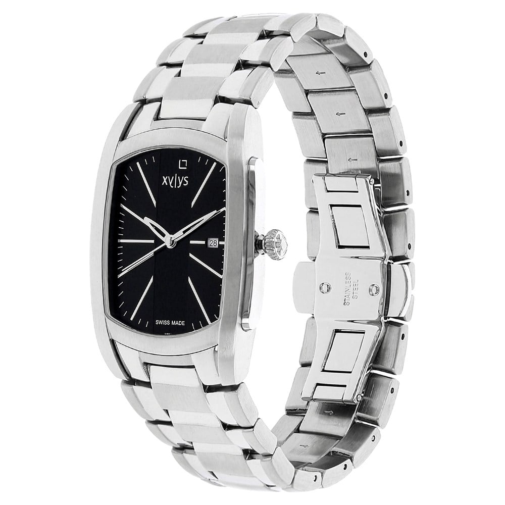 Buy Online Xylys Swiss Analog with Date Silver Metal Strap and Black ...
