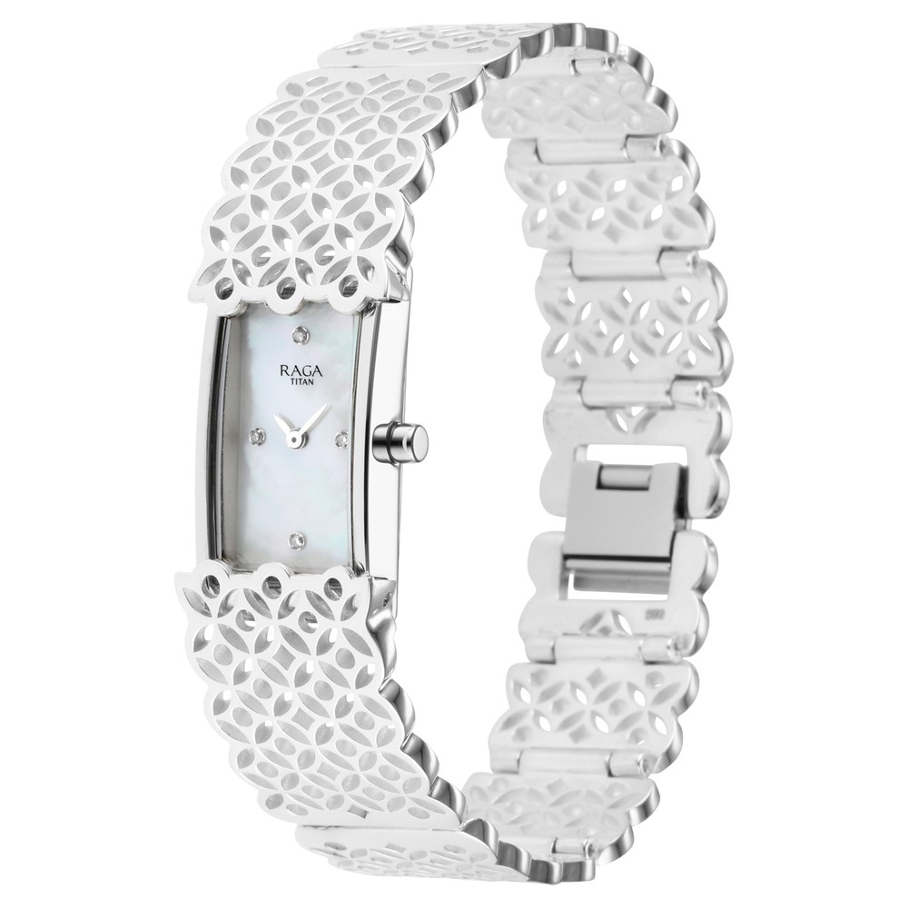 Buy Online Titan Raga Silver Mother Of Pearl Analog Sterling Silver ...