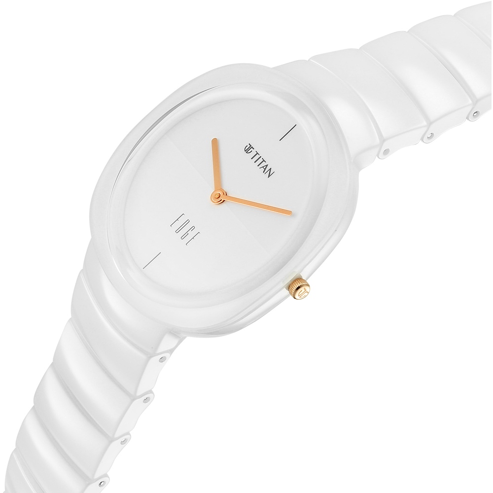 Buy Online Titan Edge Squircle Quartz Analog White Dial Ceramic Strap ...