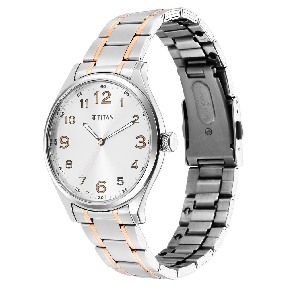 Buy Online Titan Quartz Analog Silver White Dial Stainless Steel Strap ...