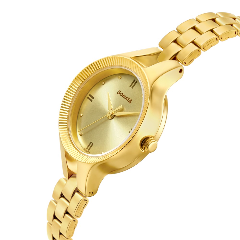 Buy Online Sonata Gold Edit Champagne Dial Women Watch With Stainless ...