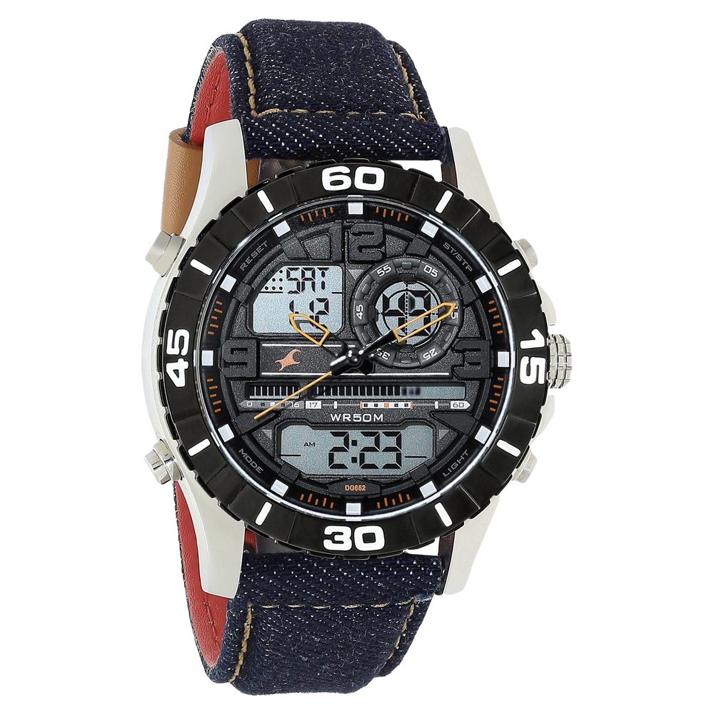 Buy Online Fastrack Denim Quartz Analog Digital Black Dial Denim Strap ...