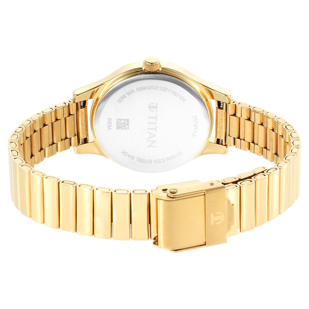 Buy Online Titan Karishma Beige Dial Analog Stainless Steel Strap watch ...