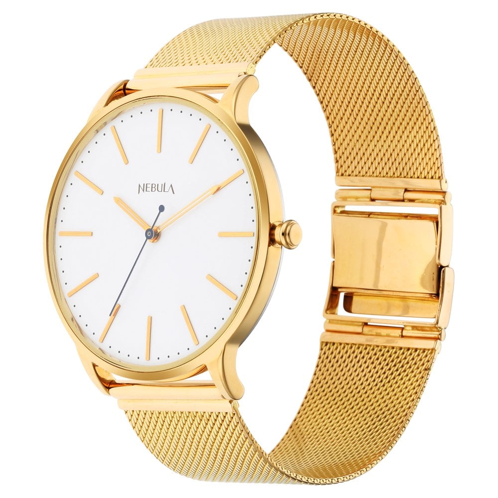 Buy Online Titan Nebula Lustre 18k Gold Analog Milanese Strap Watch for ...