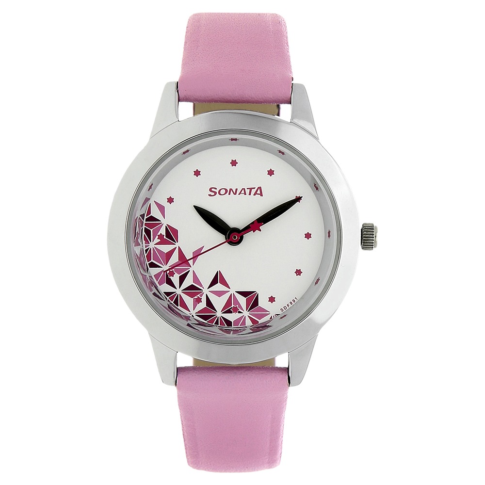 Buy Online Sonata Quartz Analog White Dial Leather Strap Watch for ...