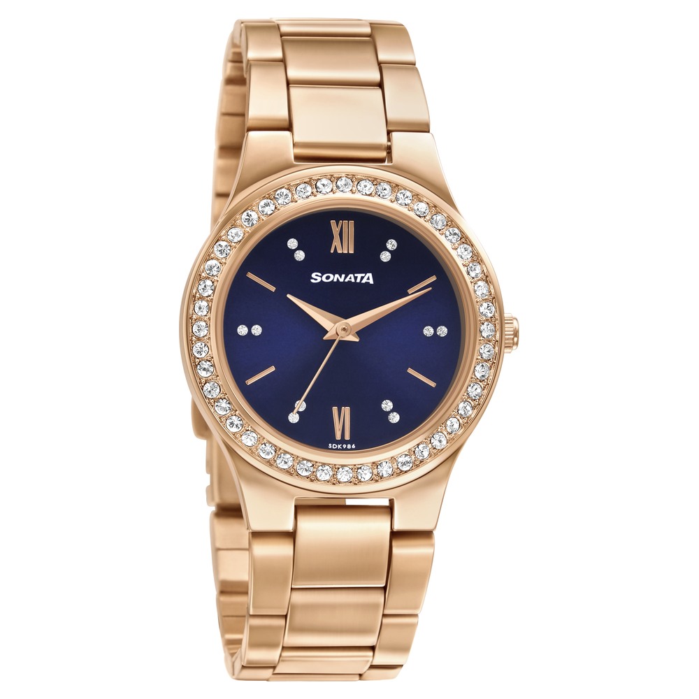 Buy Online Sonata Blush It Up Blue Dial Women Watch With Stainless ...