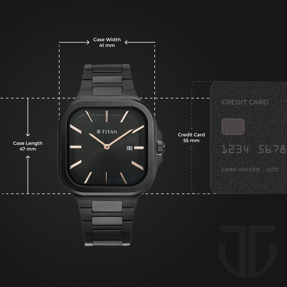 Buy Online Titan Classique Slim Square Quartz Analog with Date Black ...