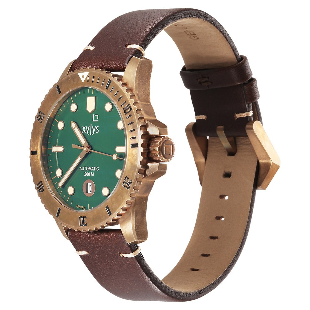 Buy Online Xylys Mariana Swiss Analog with Date Green Dial Geniune Leather Strap Watch For Men ...