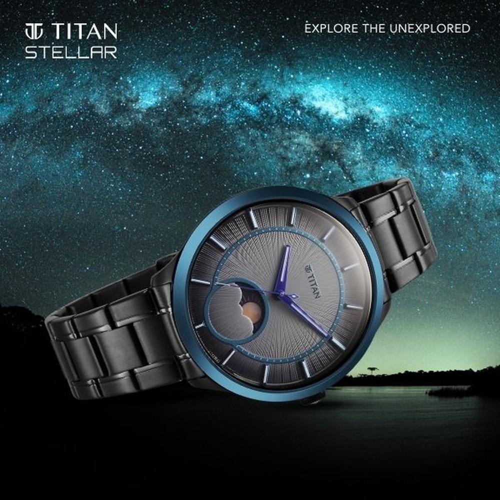 Buy Online Titan Caelum Sun Moon Sub-Dial in Gunmetal Grey - Stellar ...