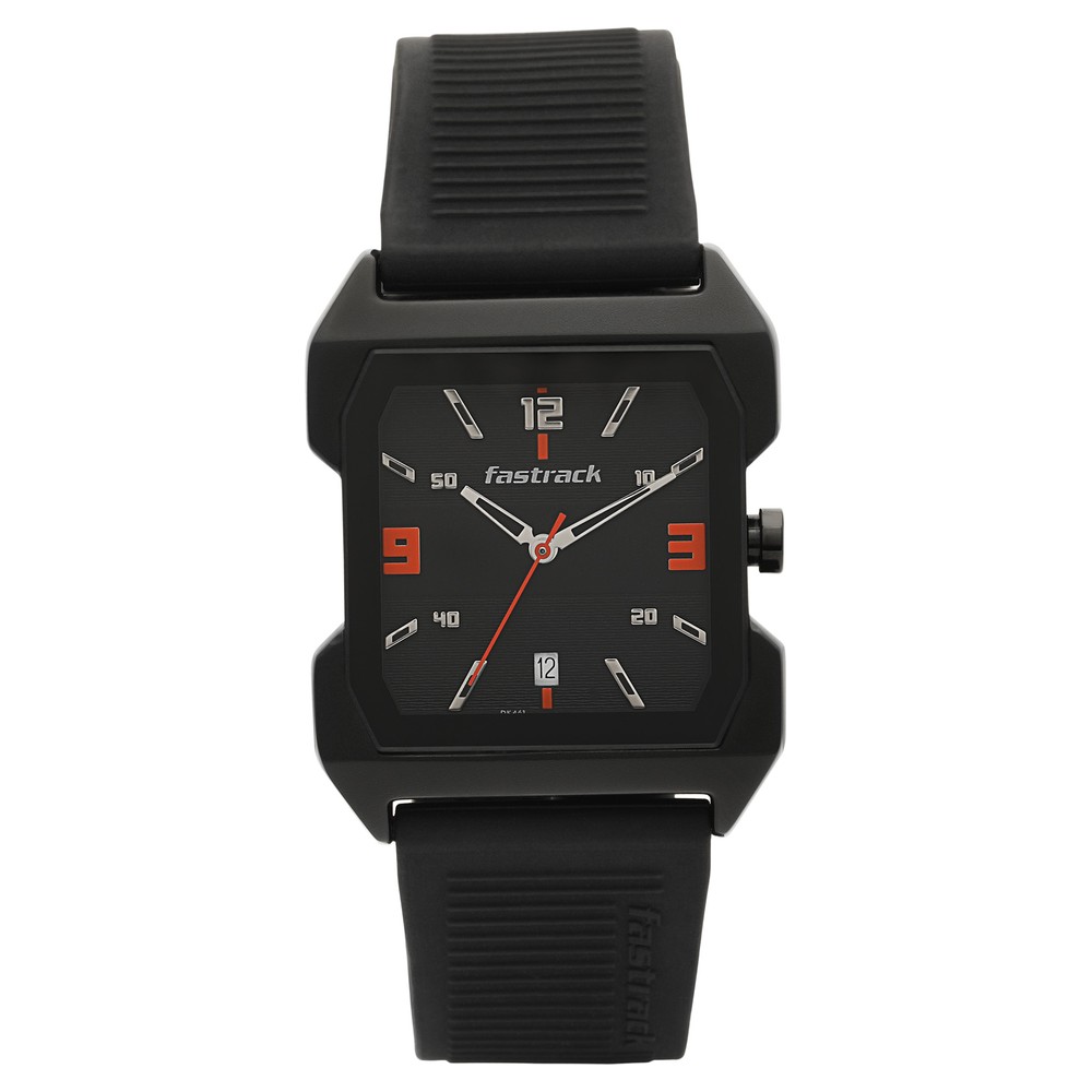 Buy Online Fastrack Hitlist Quartz Analog with Date Black Dial PU Strap ...