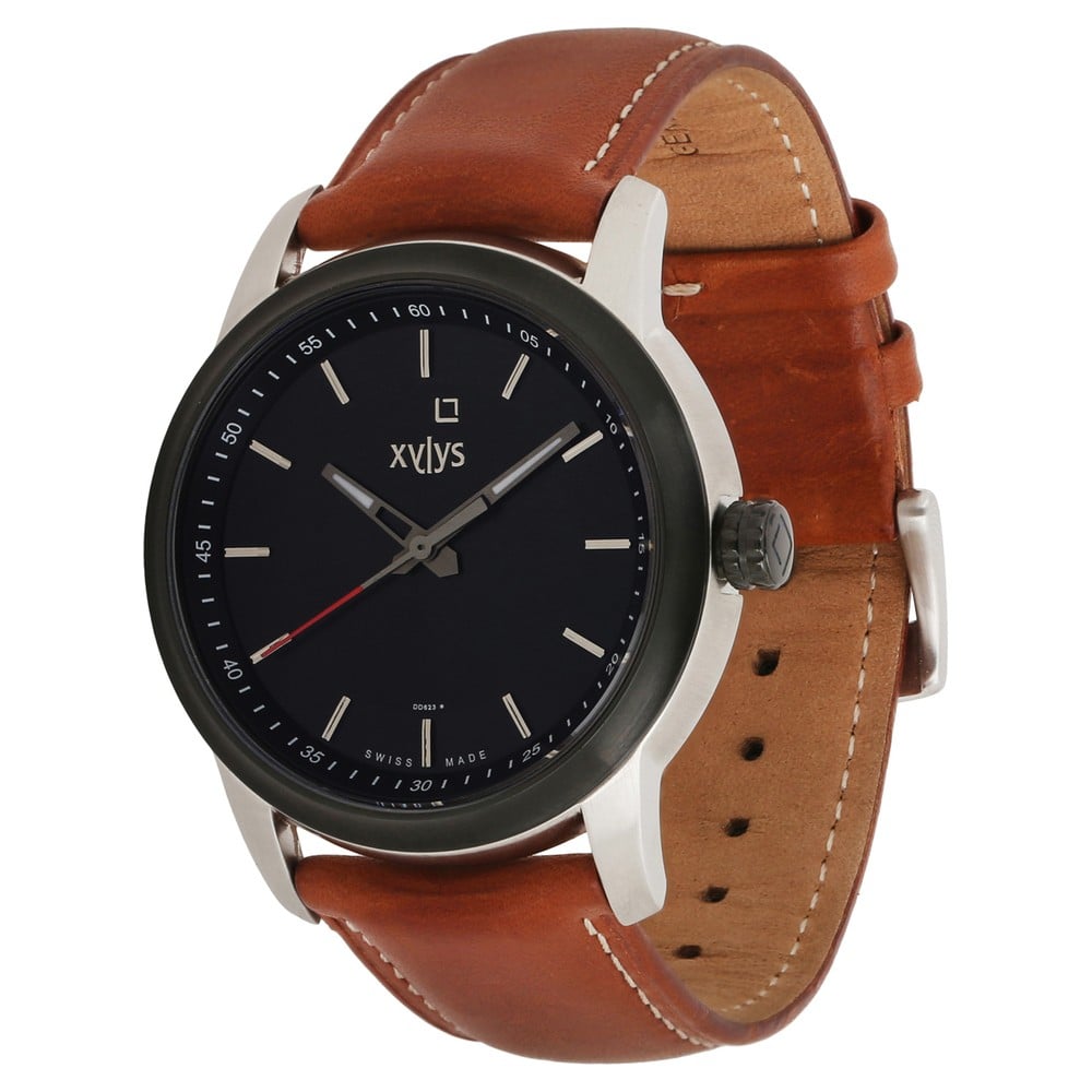 Buy Online Xylys Swiss Analog Brown Leather Strap and Black Dial Watch ...