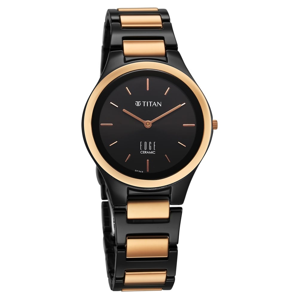 Buy Online Titan Edge Ceramic Quartz Analog Black Dial Ceramic Strap ...