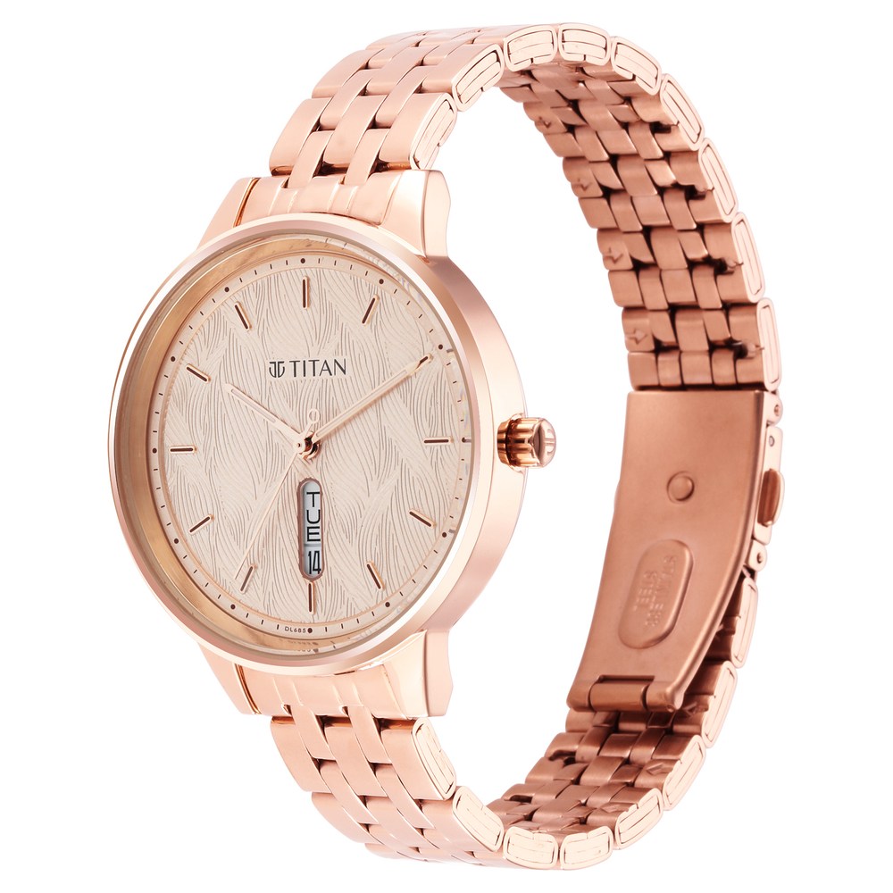 Buy Online Titan Workwear Quartz Analog with Day and Date Rose Gold ...