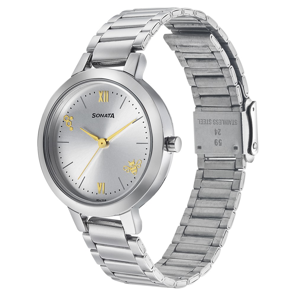Buy Online Sonata Play Silver Dial Women Watch With Stainless Steel ...
