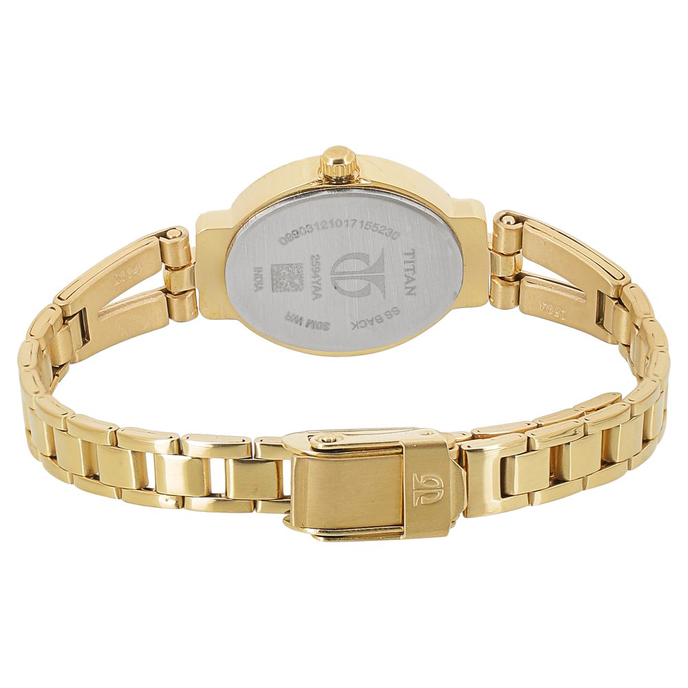 Buy Online Titan Quartz Analog Champagne Dial Golden Stainless Steel ...