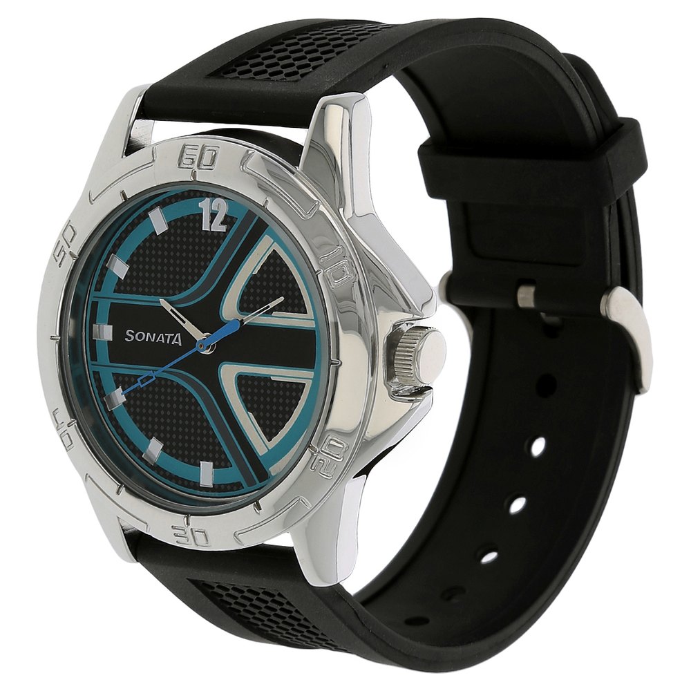 Buy Online Sonata Quartz Analog Blue Dial Plastic Strap Watch for Men ...
