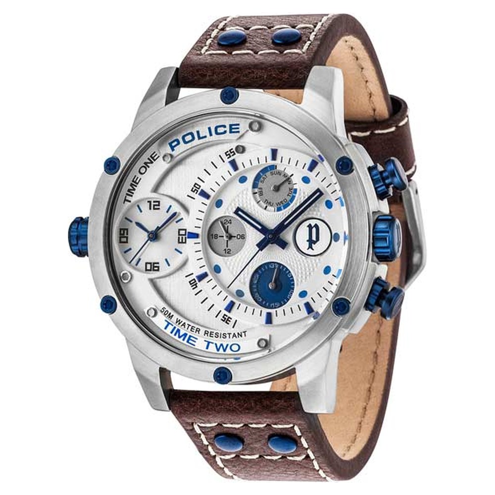 Buy Online Police Quartz Analog Silver Dial Leather Strap Watch for Men ...