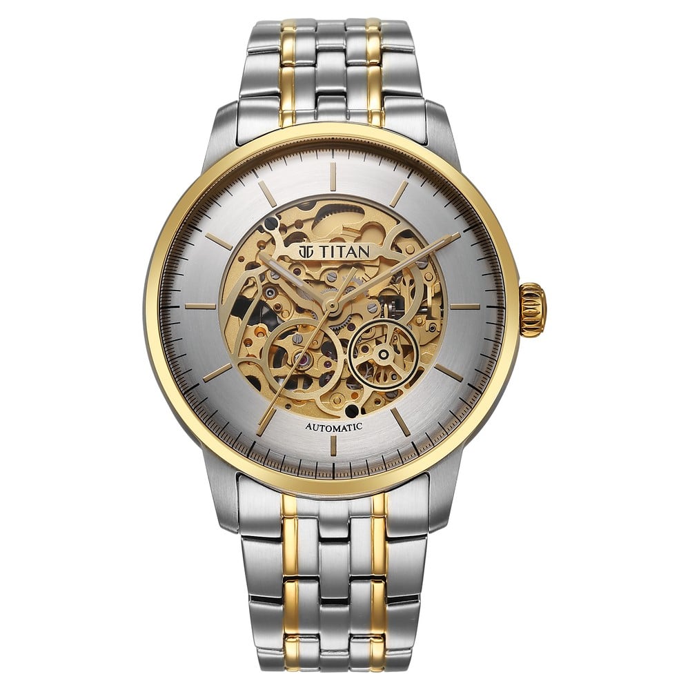 Buy Online Titan Golden Heart Skeletal Automatic Analog with Silver ...