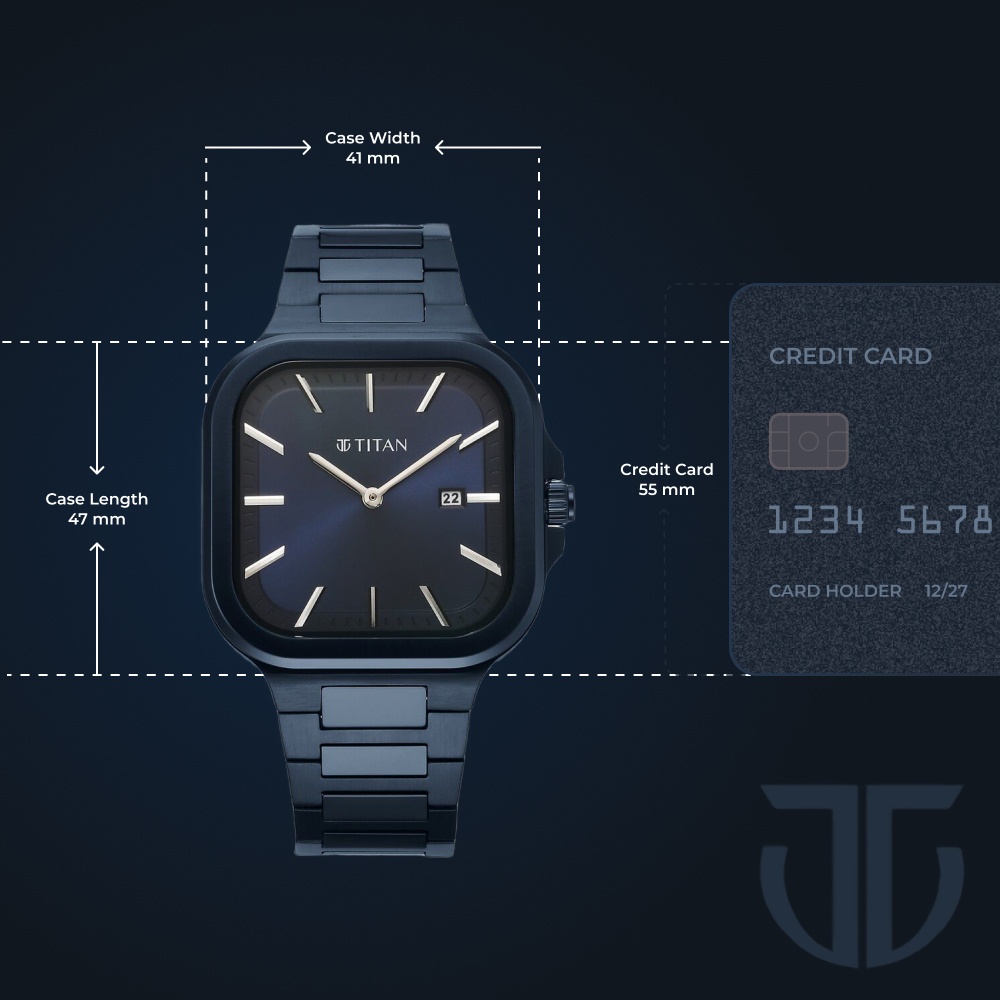 Buy Online Titan Classique Slim Square Quartz Analog with Date Blue ...