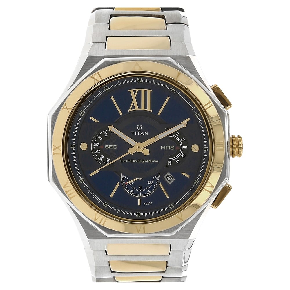 Buy Online Titan Regalia Rome Blue Dial Chronograph Stainless Steel ...