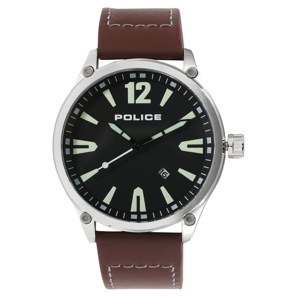 Buy Online Police Quartz Analog Black Dial Leather Strap Watch for Men ...