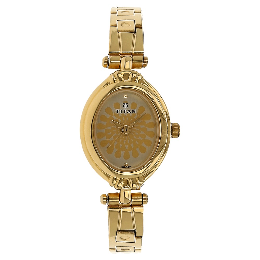 Buy Online Titan Quartz Analog Champagne Dial Stainless Steel Strap ...