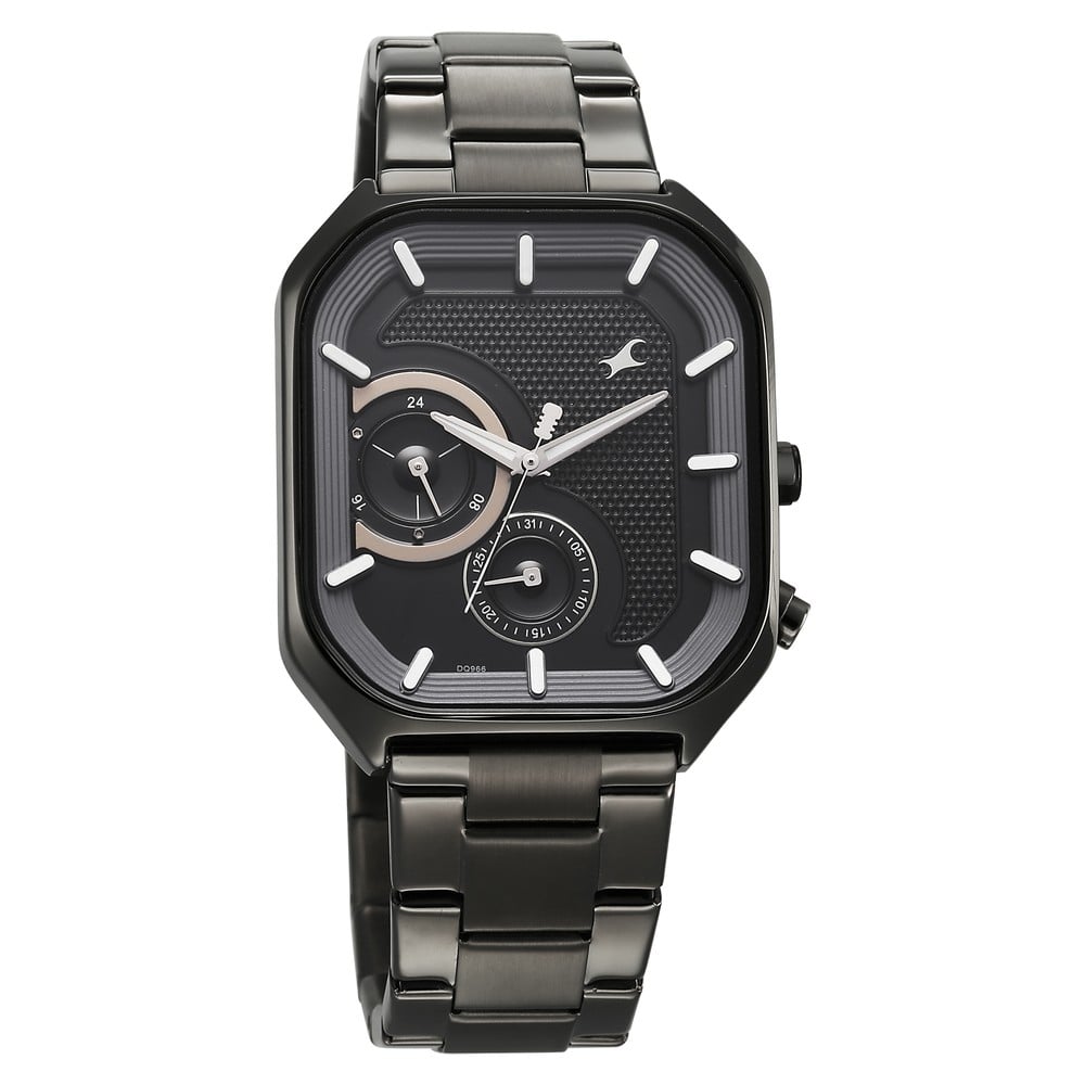 Buy Online Fastrack Groove Multifunction Black Dial Metal Strap Guy's ...