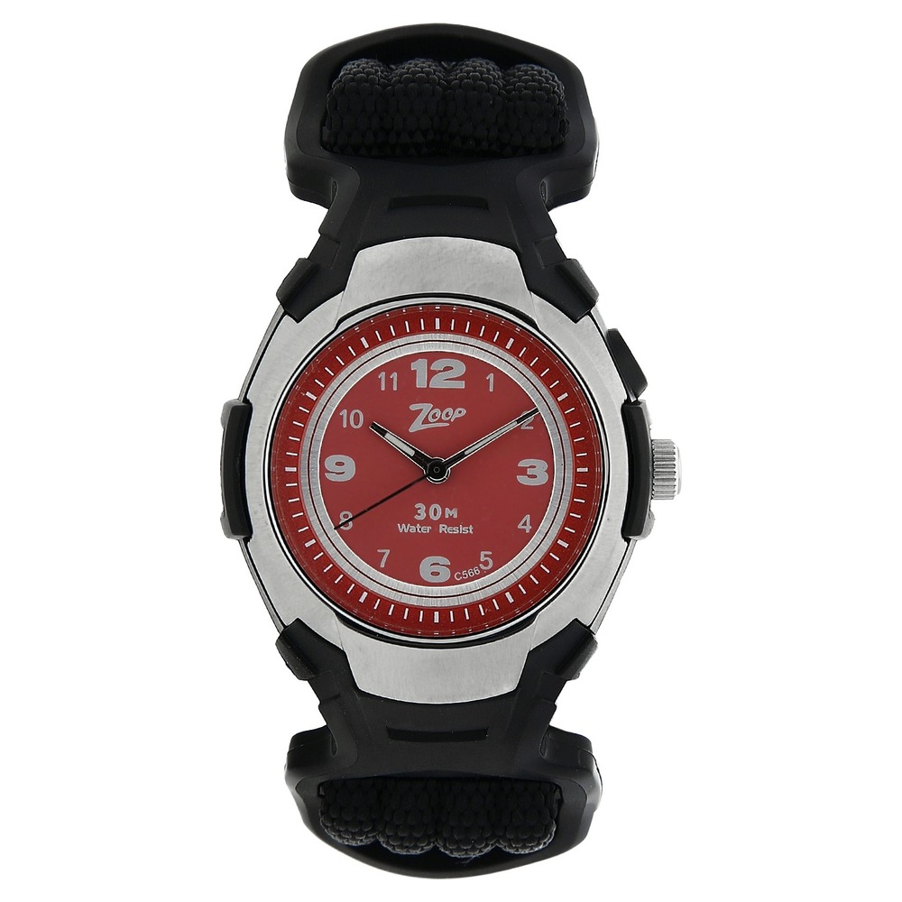 Buy Online Zoop By Titan Quartz Analog Red Dial Fabric Strap Watch for ...