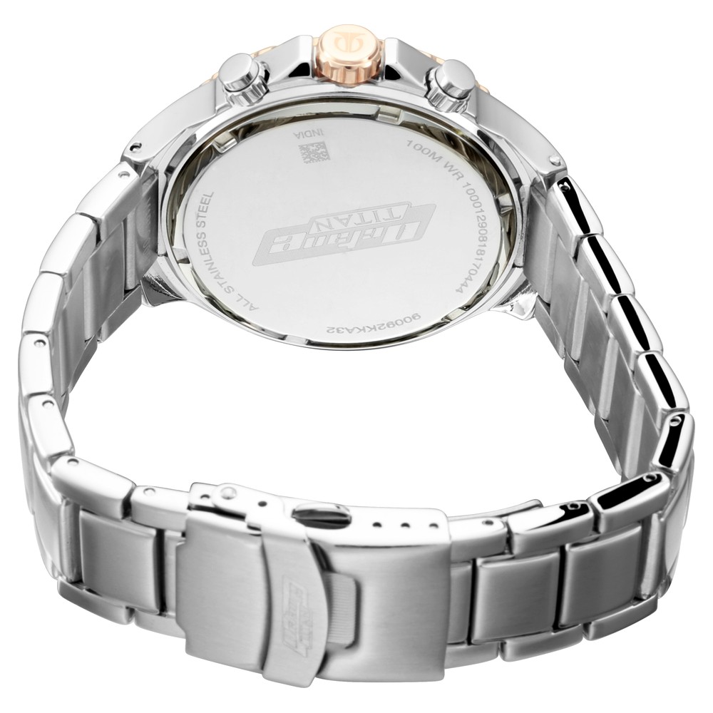Buy Online Titan Quartz Chronograph Black Dial Stainless Steel Strap ...